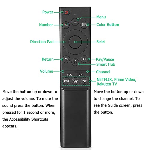 Universal Remote Replacement for Samsung TV Remotes BN59-01363 BN59-01357, Compatible with Samsung Smart-TV LCD LED UHD QLED 4K HDR TVs, with Netflix, Prime Video, Rakuten TV Buttons