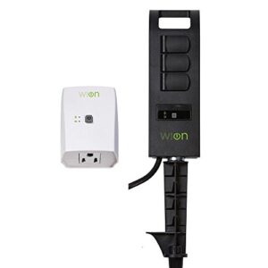 wion 50063 smart plug-in indoor and outdoor wi-fi switch and yard stake bundle, 1 grounded outlet and 3 grounded outlets