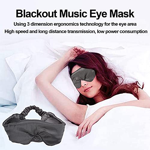 Bluetooth 5.0 Sleep Mask Headphones, 3D Contoured Music and Soft Silk Sleeping Eye Cover Support Hand-free Calling, Rechargeable & Washable (grey)