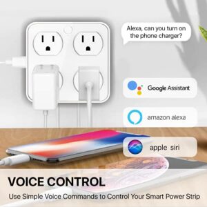 Wireless Wall Tap Smart Plug,Surge Protector, 4 Outlet Extender with 4 USB Charging Ports, Compatible with Alexa, Google Assistant and Siri, no Hub Required (4 Outlets,4 USB Ports),ETL Certification