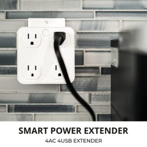 Wireless Wall Tap Smart Plug,Surge Protector, 4 Outlet Extender with 4 USB Charging Ports, Compatible with Alexa, Google Assistant and Siri, no Hub Required (4 Outlets,4 USB Ports),ETL Certification