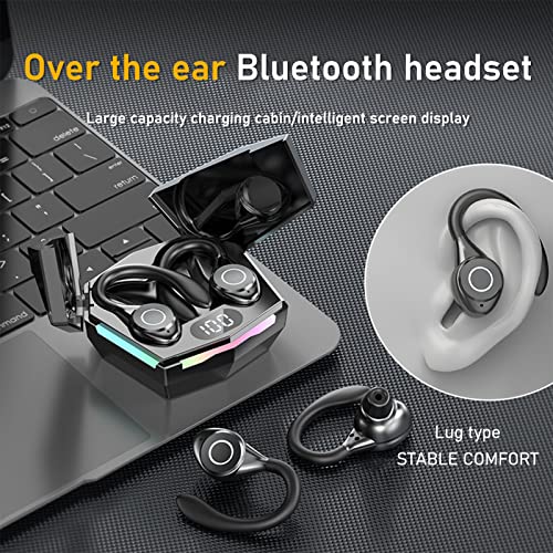 Wireless Bluetooth 5.3 Ear-Mounted Sport Headphone, Charging Case Digital LED Intelligence Display, 9D Stereo HiFi Stereo,with Mic Waterproof Low Latency Headphone, for iOS Android