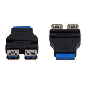 duttek usb 3.0 motherboard adapter 2 pack, internal usb 3.0 header splitter adapter, usb 3.0 female mount panel to motherboard 20pin female for pc motherboard mainboard