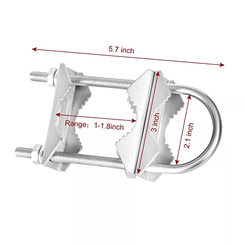 Slinkdsco Double Antenna Mast Clamp Heavy V-Jaw Bracket U Bolts Pipe Mounting Hardware for TV CB Ham Antenna Parasols Flags and Fishing Rods, Yagi WiFi Antenna Helium Miner Lora Antenna（2 Sets）