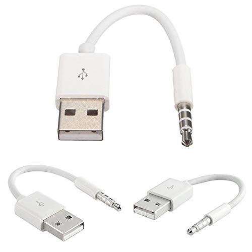 VizGiz 2 Pack for iPod Shuffle Charger Cable USB Data Sync Charging Cord Replacement Jack 3.5mm Male AUX Plug to USB Male Adapter for Apple iPod Shuffle 3/4/5/6/7 Gen 3rd 4th 5th Generation MP3/MP4