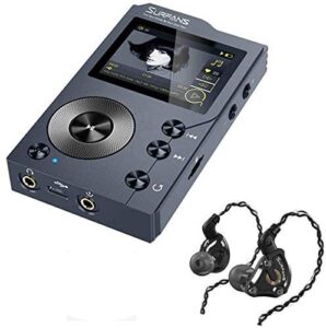 surfans f20 hifi mp3 player + se01 iem headphone, high-res portable audio player with 32gb memory card + wired earbuds with 0.78mm 2pin detachable cable