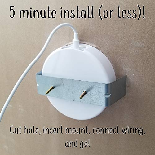 Mount Genie Flush Mount | Built-in Wall or Ceiling Bluetooth Speaker Mount [Newest 2019 Model] | Includes Optional Grill. Award Winning Design. Fantastic Sound (White, 1-Pack)