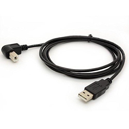 1.5M USB to Printer Adapter Cables 90 Degree USB 2.0 A Male to B Down Angle Plug Converter Lead 480Mbps High Speed Adaptor Scanner Extension Cord (Down)