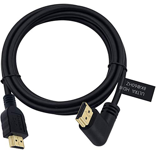 Poyiccot 8K HDMI 2.1 Cable 6feet，8K HDMI 48gbps 90 Degree Right Angle HDMI to HDMI Cable, HDMI 2.1 Cable with 8K 60Hz Video and 3D HDR for TV/Xbox /PS4 /PS5(M/M Right)