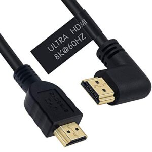 Poyiccot 8K HDMI 2.1 Cable 6feet，8K HDMI 48gbps 90 Degree Right Angle HDMI to HDMI Cable, HDMI 2.1 Cable with 8K 60Hz Video and 3D HDR for TV/Xbox /PS4 /PS5(M/M Right)