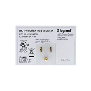 Legrand, Smart Plug, Smart Outlet, Apple Homekit, Quick Setup On iOS (iPhone or iPad), No Hub Required, HKRP10