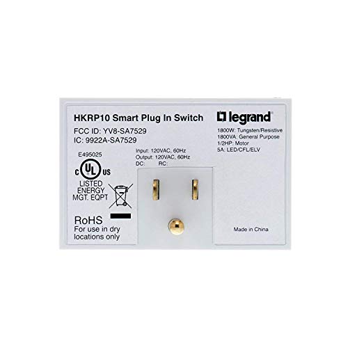 Legrand, Smart Plug, Smart Outlet, Apple Homekit, Quick Setup On iOS (iPhone or iPad), No Hub Required, HKRP10