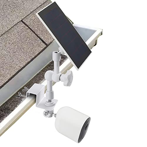 ALERTCAM 2-in-1 Weatherproof Gutter Mount for Arlo Solar Panel and Arlo Pro/Arlo Pro 2/Arlo Pro 3/Arlo Pro 4/Arlo Ulra Security Camera, Perfect Angle to Get Adequate Sunlight - White