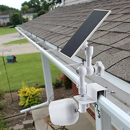 ALERTCAM 2-in-1 Weatherproof Gutter Mount for Arlo Solar Panel and Arlo Pro/Arlo Pro 2/Arlo Pro 3/Arlo Pro 4/Arlo Ulra Security Camera, Perfect Angle to Get Adequate Sunlight - White