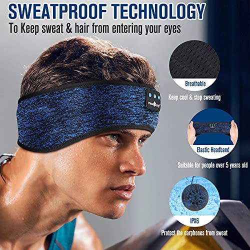 MUSICOZY Bluetooth 5.2 Headband Sports Sleep Headphones, Bluetooth Ear Muffs for Winter Side Sleepers Workout Running Insomnia Travel Yoga Office Cool Gadgets Tech Unique Gifts, 2 Pack