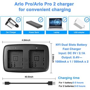 NYI 2560mAh Rechargeable Batteries for Arlo Pro/Arlo Pro 2 and Charging Station Compatible with Arlo Pro/Arlo Pro 2 Batteries (2 Batteries +1 Charger)