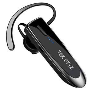 tek styz v5.0 csr wireless bluetooth earpiece for iphone, android, samsung,laptop,tablet with mic, ipx3 waterproof headset with cvc 6.0 dual noise cancelling technology and 24h talk time/playtime