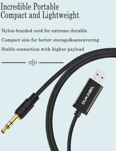 USB to 3.5mm Aux Cable, DUKABEL USB to 3.5mm Jack Cord for PC PS4 PS5 USB2.0 to 1/8’’ Male Auxiliary Audio Cable for Headphone Speaker(8FT/2.4 Meter) Do Not Work for TV Car PS3 Truck Amplifier