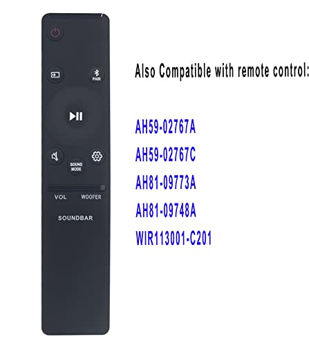 AH81-11678A Replaced Remote fit for Samsung Soundbar HW-T40M HW-T410 HW-T410/ZA HW-T47M HW-R50C HW-R50M HW-R550 HW-R60C HW-R60M HW-R60MV HW-R650 HW-S41T HW-S40T HW-T45C HW-T50M HW-T510 HW-T550