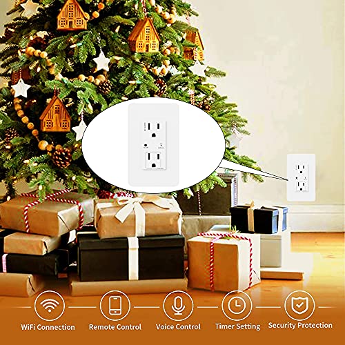 UCOMEN Smart Power Wall Outlets WiFi Sockets W/ 2 Plug outlets Remote Controller Compatible with Alexa, Google Home Requires 2.4 GHz Wi-Fi,4 pcs