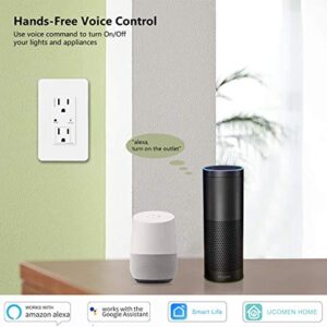 UCOMEN Smart Power Wall Outlets WiFi Sockets W/ 2 Plug outlets Remote Controller Compatible with Alexa, Google Home Requires 2.4 GHz Wi-Fi,4 pcs