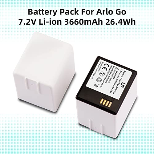 Arlo Battery Charger Pack for Arlo Go(VMA4410), 2-Pack 7.2V 3660mAh Li-ion Arlo Rechargeable Batteries with Dual Chagrer Station Compatible with Arlo Go (NOT for Arlo Pro/Pro 2/Pro 3)