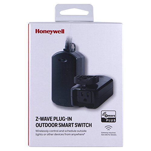 Honeywell UltraPro Z-Wave Plus Outdoor Switch, Single Outlet Plug-In | Weather-Resistant for Outside Lighting | ZWave Hub Required - Alexa and Google Assistant Compatible, 39346