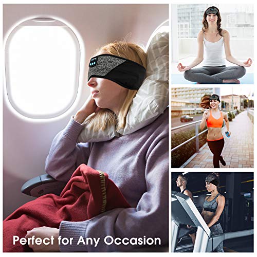 PrettyCare Sleep Headphones Headband, Soft Sleeping Wireless Music Sport Headbands Eye Mask Perfect for Side Sleepers, Sleeping, Workout, Jogging, Insomnia, Air Travel, Meditation Grey