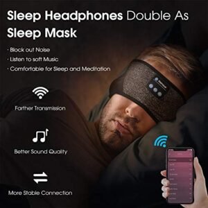 PrettyCare Sleep Headphones Headband, Soft Sleeping Wireless Music Sport Headbands Eye Mask Perfect for Side Sleepers, Sleeping, Workout, Jogging, Insomnia, Air Travel, Meditation Grey