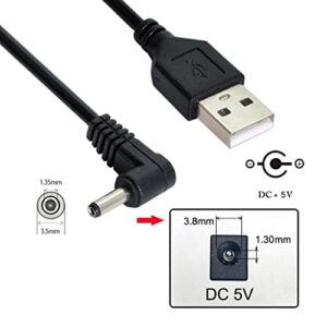 CY USB 2.0 Male to 3.5mm 1.35mm DC Power Plug Barrel 5v Right Angled 90 Degree Cable 100cm