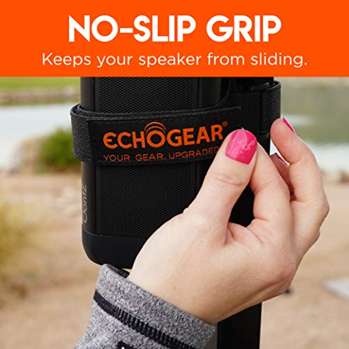 ECHOGEAR Portable Speaker Mount with Carabiner for Boats, Bikes & Golf Carts - Adjustable Strap Securely Holds Any Bluetooth Speaker Under 3.8" Wide