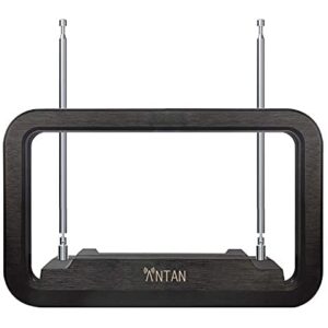 ANTAN DVB-T655VA Indoor TV Antenna 25-35 Miles Range -Support 8K 4K 1080P UHF VHF Freeview Channels with Longer 10ft Coaxial Cable, Black