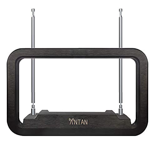 ANTAN DVB-T655VA Indoor TV Antenna 25-35 Miles Range -Support 8K 4K 1080P UHF VHF Freeview Channels with Longer 10ft Coaxial Cable, Black