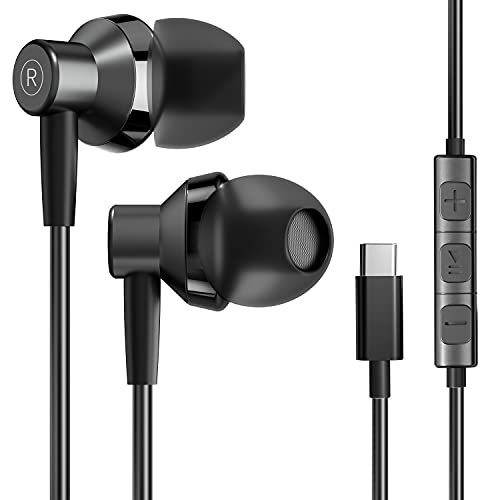 USB Type C Headphone, USB C Earphones Type C Headphones Stereo with Microphone Volume Control Compatible with Samsung Galaxy S20+/S21/S20/Google Pixel/OnePlus/Xiaomi and More