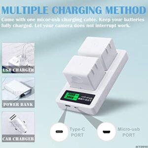 ActZone 2Pack A-4a Rechargeable Batteries and LCD Dual Charger Compatible with Arlo Ultra, Ultra 2, Arlo Pro 3 and Pro 4 Camera VMC4040P VMA5400 VMC4350P 3.85V 4800mAh 18.48Wh