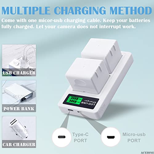 ActZone 2Pack A-4a Rechargeable Batteries and LCD Dual Charger Compatible with Arlo Ultra, Ultra 2, Arlo Pro 3 and Pro 4 Camera VMC4040P VMA5400 VMC4350P 3.85V 4800mAh 18.48Wh