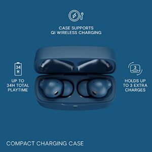 Urbanista Atlanta Wireless Earbuds Bluetooth Headphones, Hybrid Active Noise Cancelling Earphones with Touch Controls, 34H Playtime USB C Wireless Charging Case, Ambient Noise Control, Steel Blue