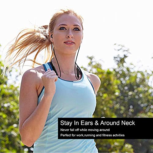 Bluetooth Headphones Neckband Over Ear Sports Earbuds Wireless in Ear Earphones for Running Workout, Stay Put Ear Buds IPX4 and 8 Hour Battery Waterproof Wireless Earbud for Cell Phones (Black)