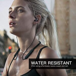 Bluetooth Headphones Neckband Over Ear Sports Earbuds Wireless in Ear Earphones for Running Workout, Stay Put Ear Buds IPX4 and 8 Hour Battery Waterproof Wireless Earbud for Cell Phones (Black)