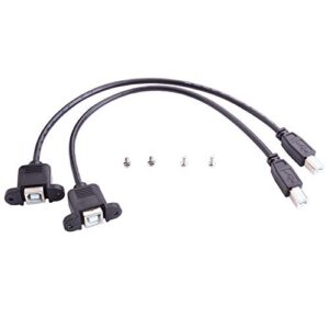 USB B Printer Extension Cable - iGreely 2Pack 1-Feet Panel Mount USB 2.0 Cable B to B - F/M (1ft)