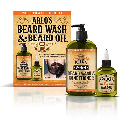 Arlo's 2-in-1 Pro-Growth Beard Wash and Conditioner 12 oz with Pro-Growth Beard Oil 2-PC Kit