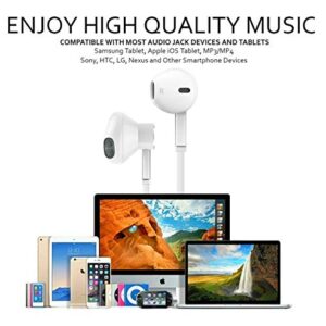 Noise Isolation Earphones Premium Sound Headphones Earbuds Bass Enhance Stereo with Microphone Remote Control Compatible for Cell Phone/Tablets-White