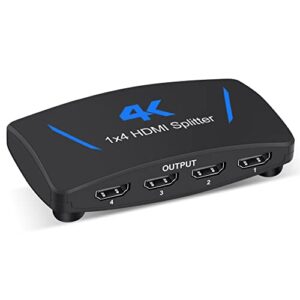 4k hdmi splitter 1 in 4 out, avedio links 1×4 hdmi splitter duplicate/ mirror screen, 4 port hdmi splitter powered support 4kx2k@30hz 3d for ps5, roku, tv box – 1 source to 4 displays