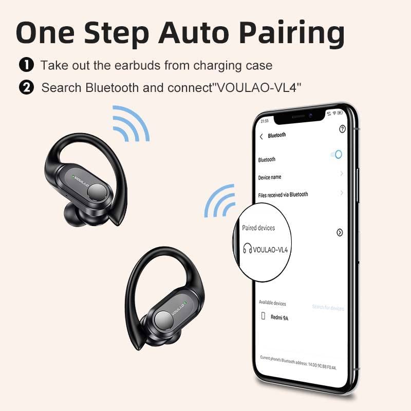 VL4 True Wireless Headset Bluetooth 5.3 Sport Super Bass Headphone CVC 8.0 Noise Reduction Ear Hook Earphone Earbuds Headset