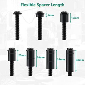 WALI M8 Screws for Samsung TV, M8 VESA TV Mounting Screws, Extra Long with 15mm Long Spacers and D8 Washers (UVSSP-B), Black