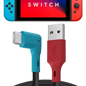 TALK WORKS USB-C Cable - Right Angle, 10 ft. - Fast Charging Cable Compatible with Nintendo Switch, Switch Lite, and OLED - Angled Long Cable for Comfortable Mobile Gaming