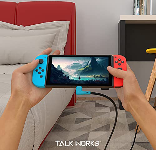 TALK WORKS USB-C Cable - Right Angle, 10 ft. - Fast Charging Cable Compatible with Nintendo Switch, Switch Lite, and OLED - Angled Long Cable for Comfortable Mobile Gaming