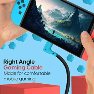 TALK WORKS USB-C Cable - Right Angle, 10 ft. - Fast Charging Cable Compatible with Nintendo Switch, Switch Lite, and OLED - Angled Long Cable for Comfortable Mobile Gaming