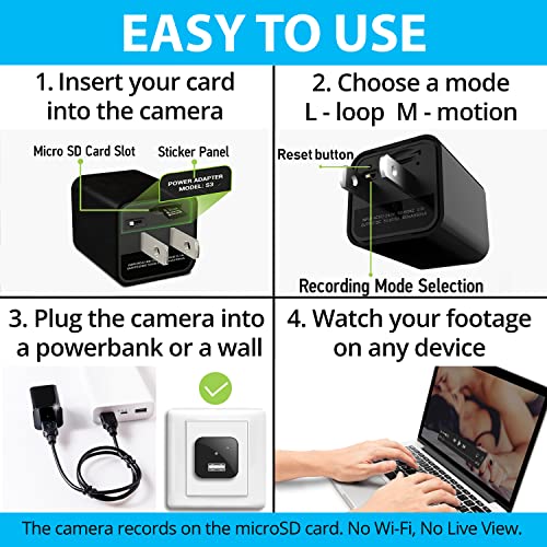 Spy Camera Charger - Hidden Camera - Premium Pack - HD 1080P - Best Mini Spy Camera - USB Charger Camera - Secret Camera - Nanny Cam - Small Cameras for Spying - Surveillance Camera Full HD