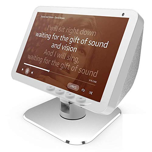 Echo Show 8 Adjustable Stand, Eight Rare-Earth Magnets on The top Stand for Amazon Echo Show 8, Horizontal 360 Rotation Longitudinal Angle Change Base White+Silvery MC212-02